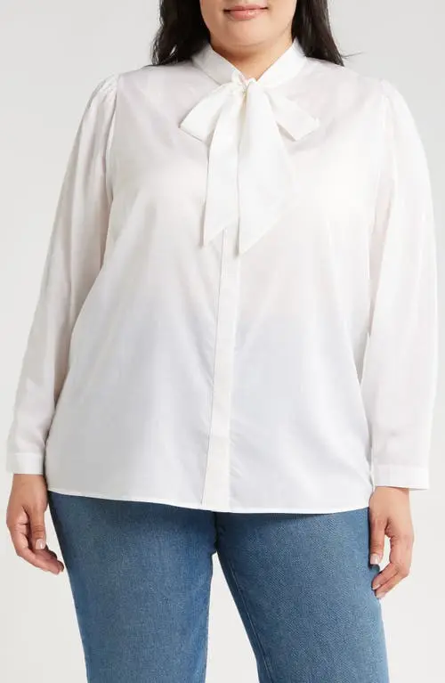 HARSHMAN Aveline Tie Neck Button-up Shirt - Ivory