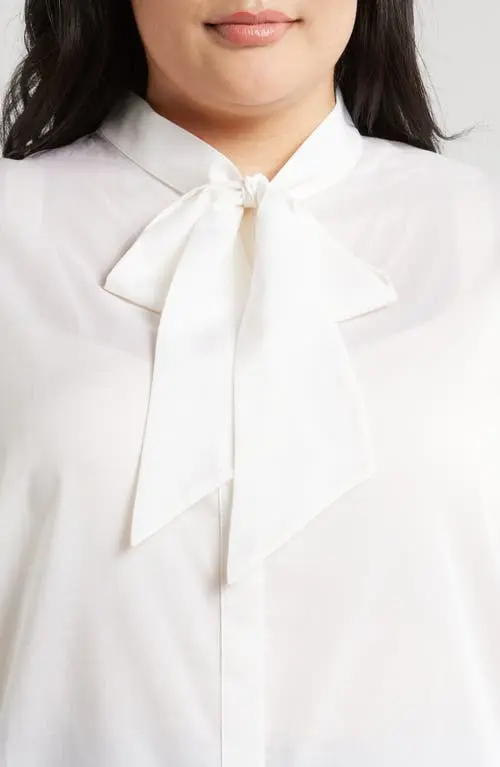 HARSHMAN Aveline Tie Neck Button-up Shirt - Ivory