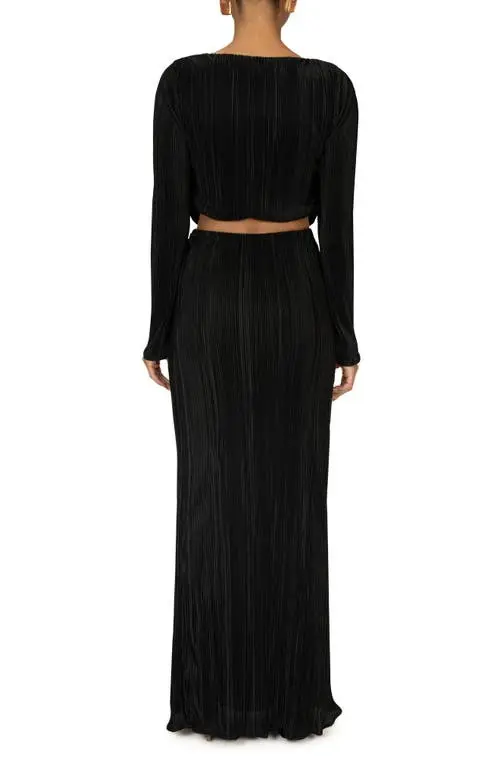 JLUXLABEL Haidyn Pleated Crop Top And Maxi Skirt Set Black