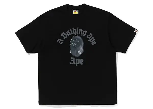 A BATHING APE Gothic College Relaxed Fit Tee Shirt - Black