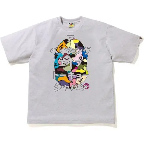 A BATHING APE Camo Katakana Rlx Tee Shirt - Gray