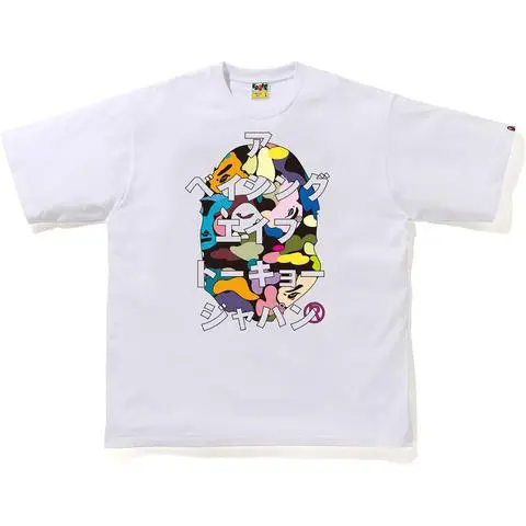 A BATHING APE Camo Katakana Rlx Tee Shirt - White