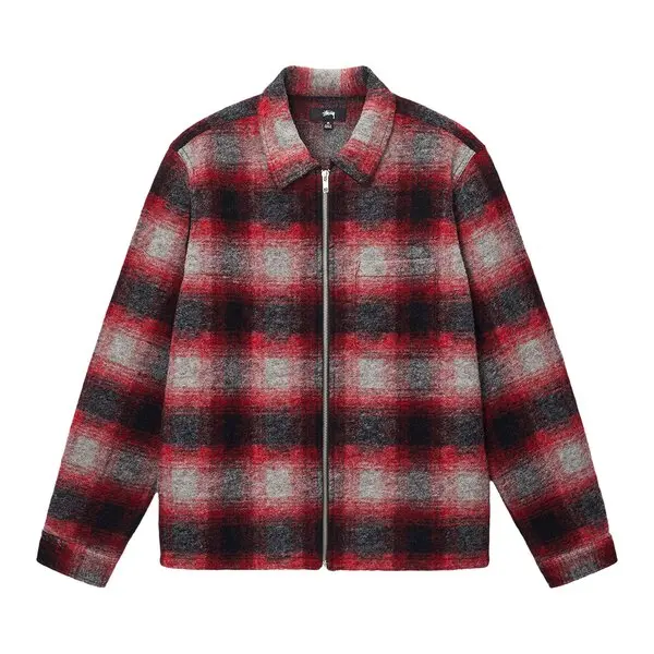 StÜssy Brushed Wool Plaid Zip Shirt