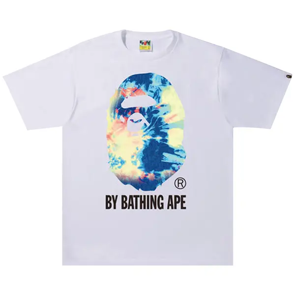 A BATHING APE Tie Dye Bathing Ape Tee - White