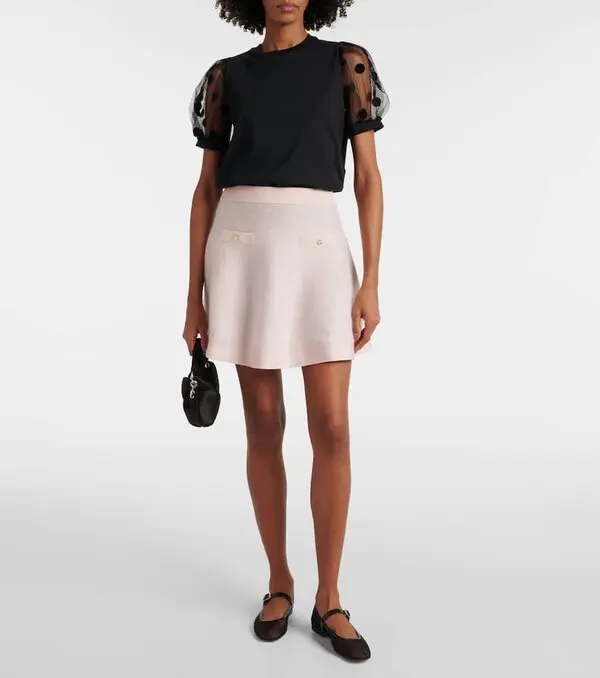 Nina Ricci Polka Dot Tulle And Jersey T-shirt