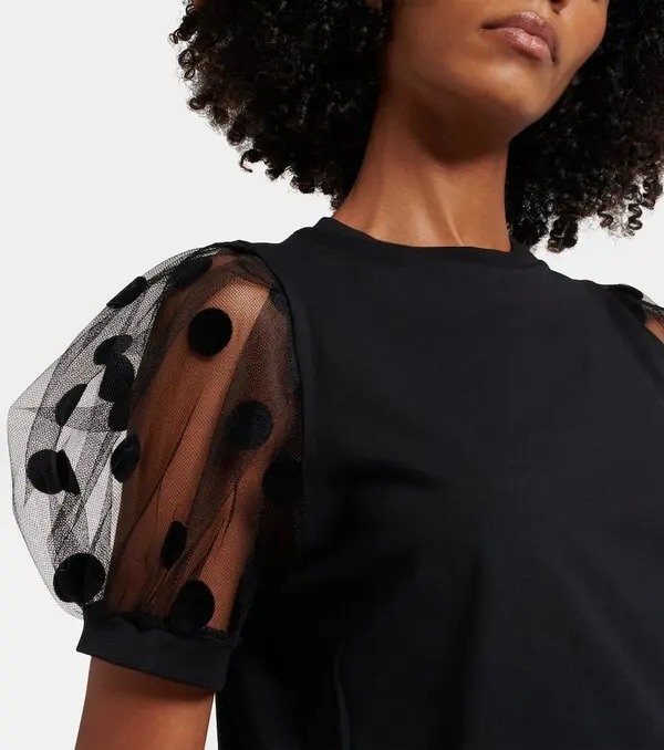 Nina Ricci Polka Dot Tulle And Jersey T-shirt