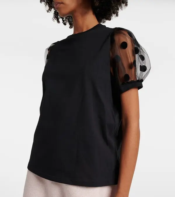 Nina Ricci Polka Dot Tulle And Jersey T-shirt