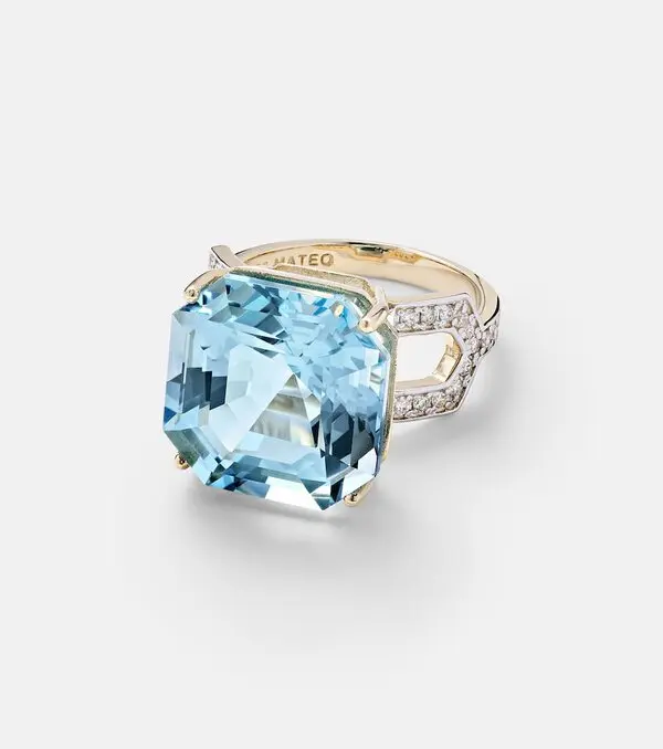 Mateo 14kt Yellow Ring With Topaz And Diamonds - Gold