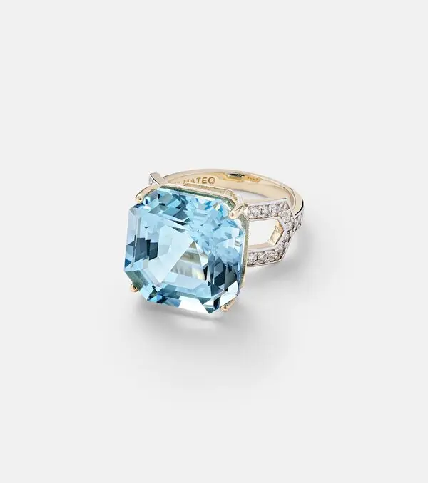 Mateo 14kt Yellow Topaz And Diamond Ring - Gold