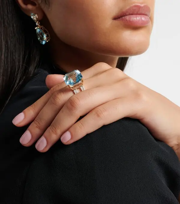 Mateo 14kt Yellow Ring With Topaz And Diamonds