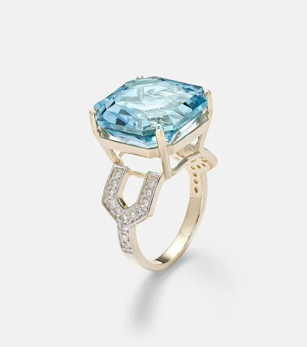 Mateo 14kt Yellow Ring With Topaz And Diamonds
