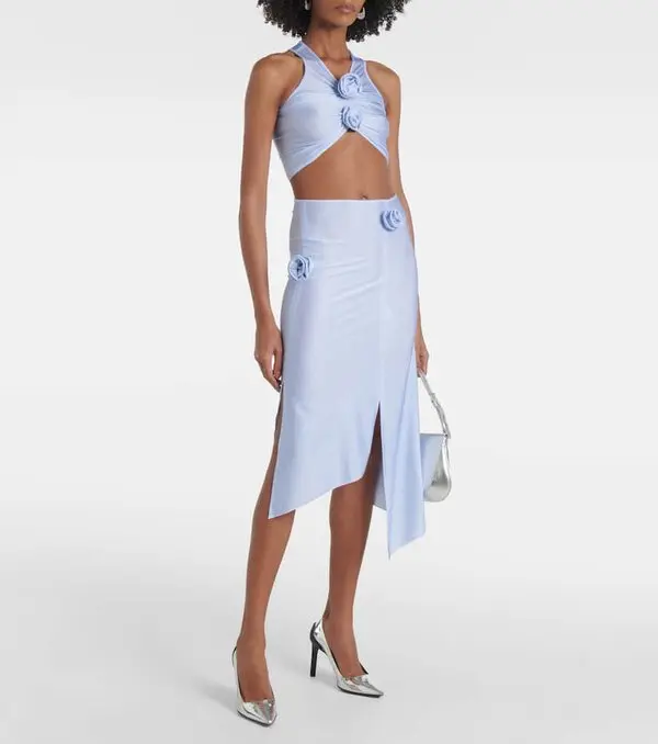 Coperni Floral-appliqué Crop Top - Blue
