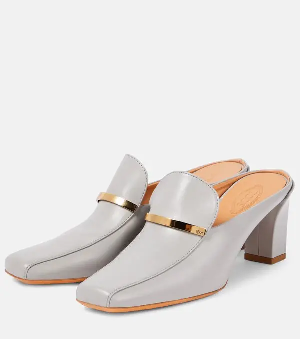 TOD'S Leather Mules - Grey