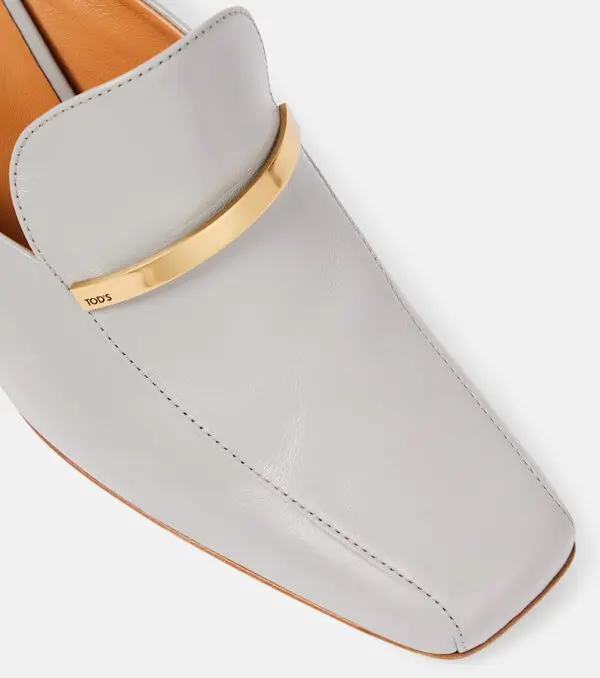 TOD'S Leather Mules - Grey