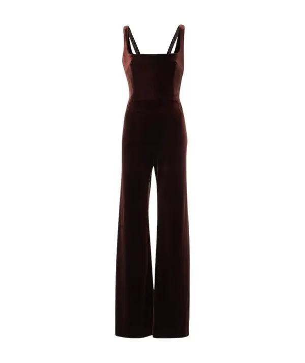 Galvan Vesper Velvet Jumpsuit - Brown