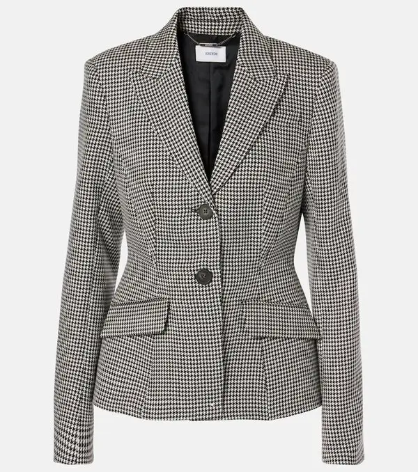 Erdem Tailored Houndstooth Wool Blazer