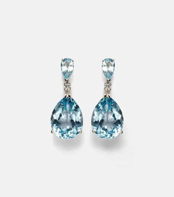 Mateo Sophia 14kt Yellow Earrings With Topaz And Diamonds - Gold