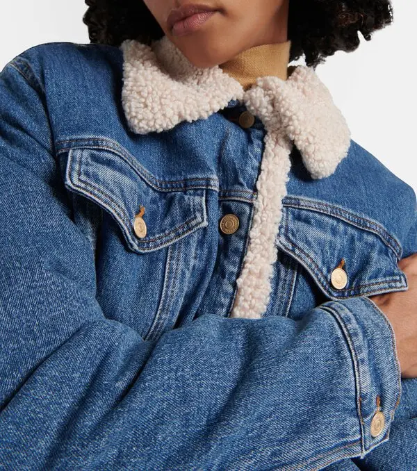 7 For All Mankind Teddy-trimmed Denim Jacket