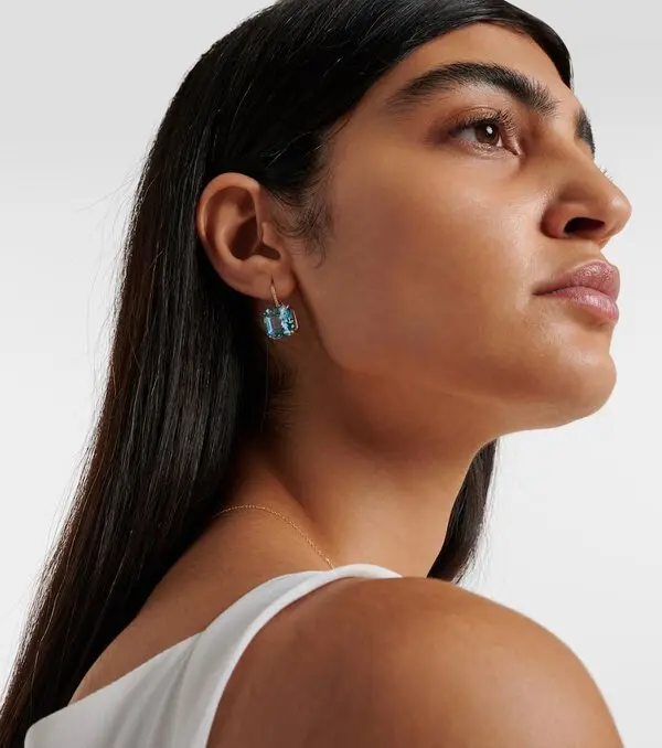 Mateo 14kt Yellow Earrings With Topaz And Diamonds