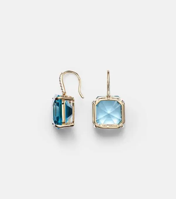Mateo 14kt Yellow Earrings With Topaz And Diamonds