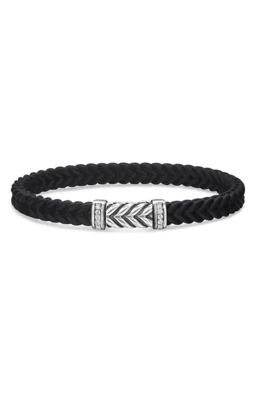 David Yurman Chevron Station Rubber Bracelet - Black/diamond