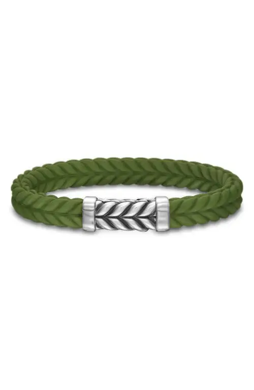 David Yurman Chevron Station Rubber Bracelet - Green/sterling Silver