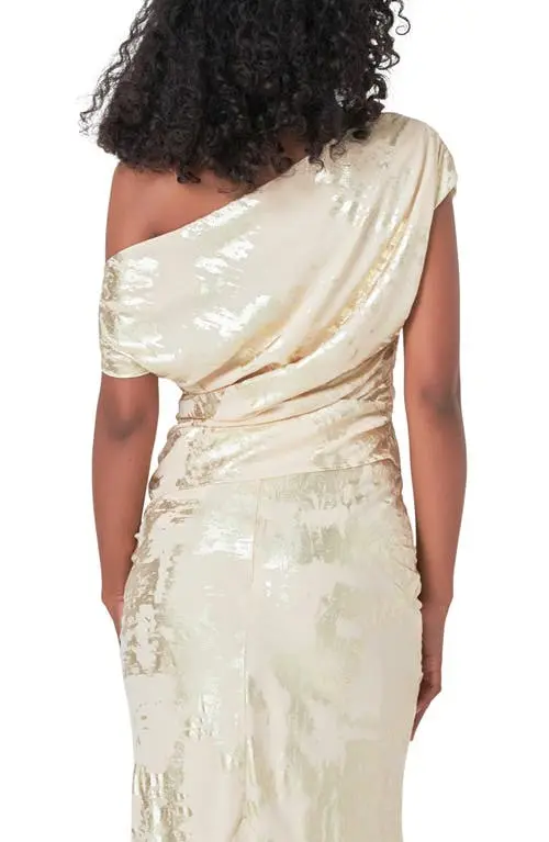 Endless Rose Foil Print One-shoulder Top - Ivory