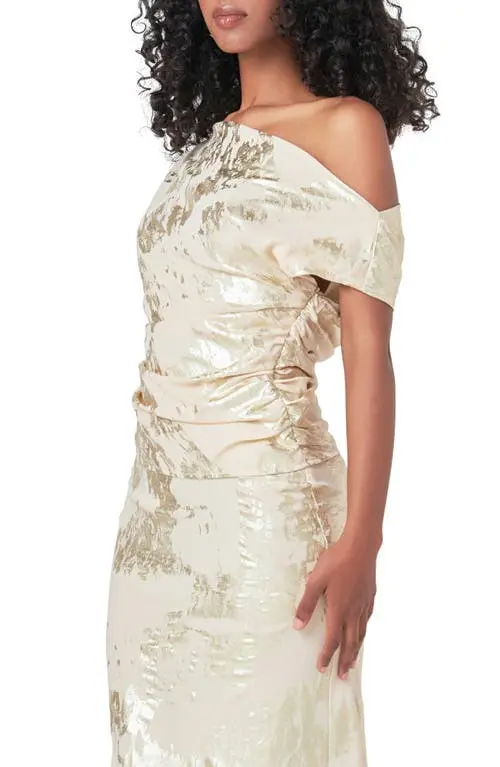 Endless Rose Foil Print One-shoulder Top - Ivory
