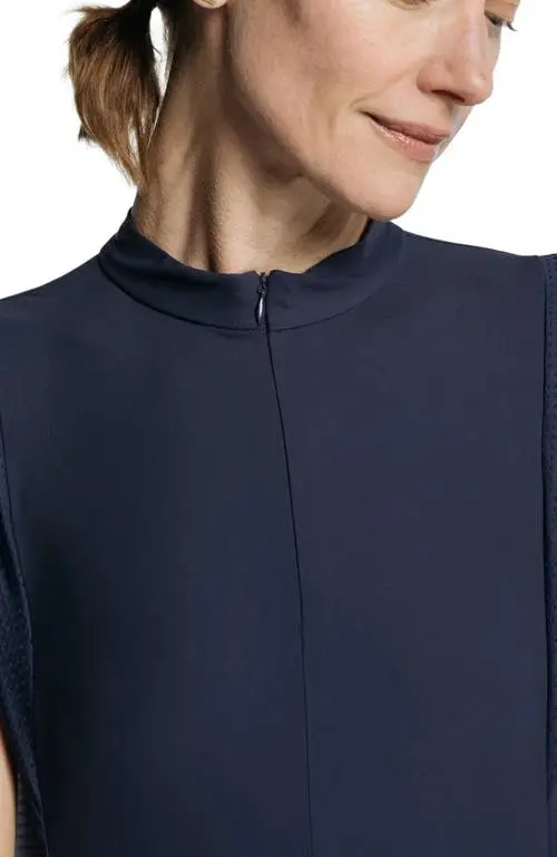 AVI Pickleball Volley Zip Sleeveless Top - Sapphire Blue