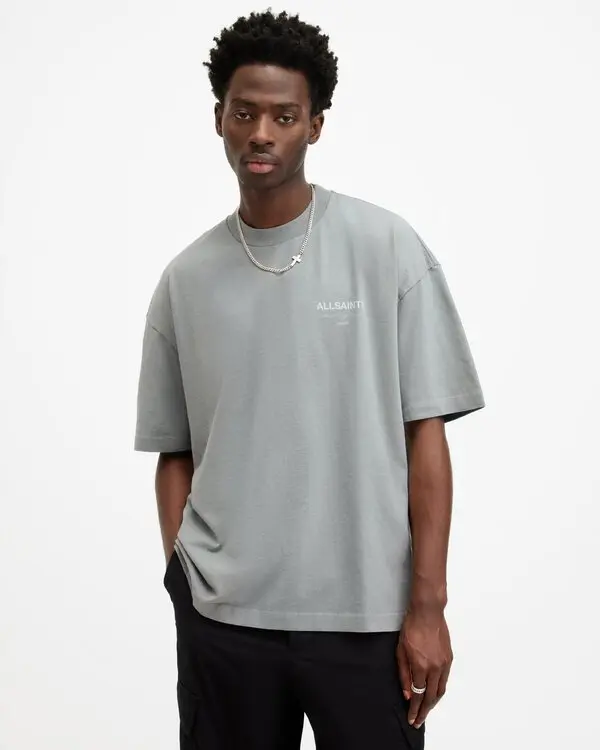 ALLSAINTS Underground Oversized Crew Neck T-shirt - Metallic Grey