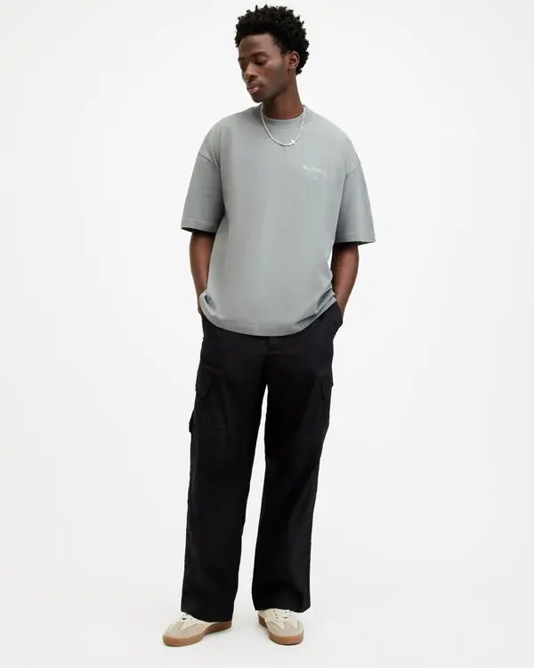 ALLSAINTS Underground Oversized Crew Neck T-shirt - Metallic Grey