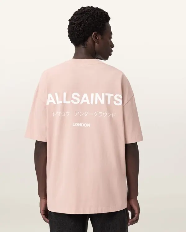 ALLSAINTS Underground Oversized Crew Neck T-shirt - Sunbaked Pink