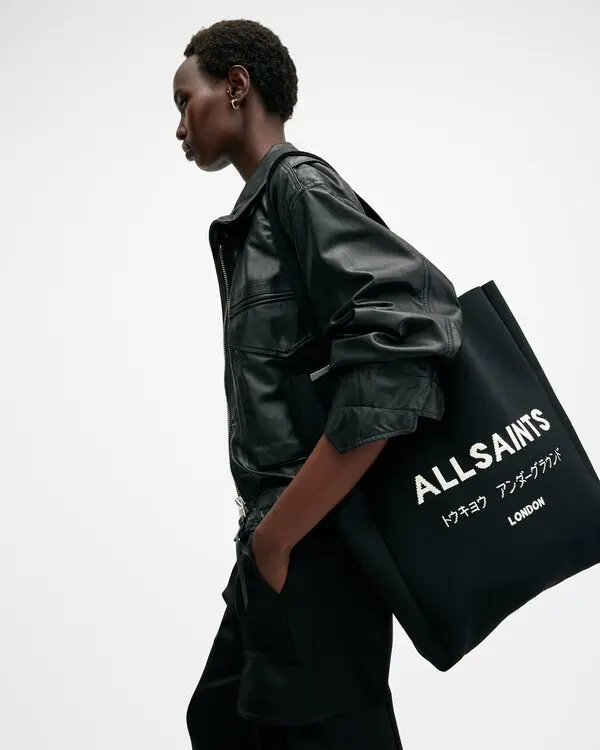ALLSAINTS Izzy Logo Print Knitted Tote Bag