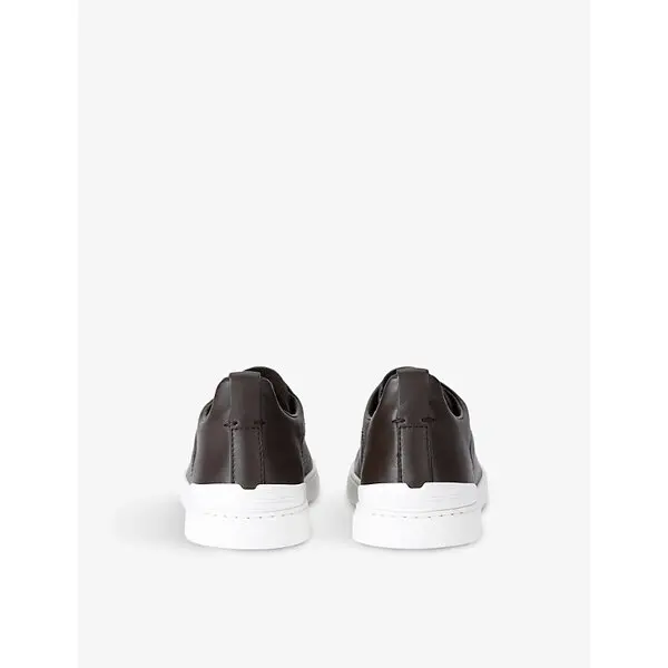Zegna Triple Stitch Secondskin Panelled Leather Low-top Trainers - Brown