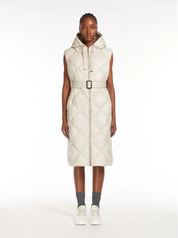 Max Mara Water-Repellent Quilted Midi Gilet - Sand | Editorialist