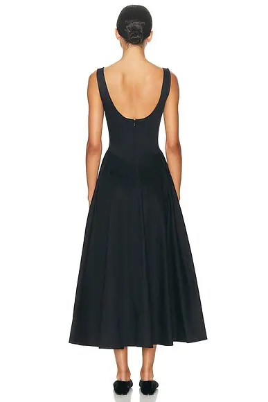 HELSA Stretch Cotton Sateen Midi Dress
