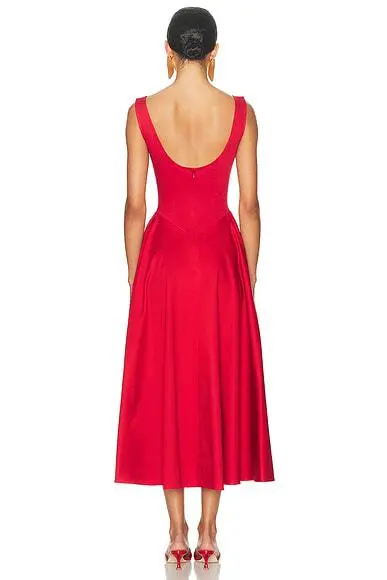 HELSA Stretch Cotton Sateen Midi Dress
