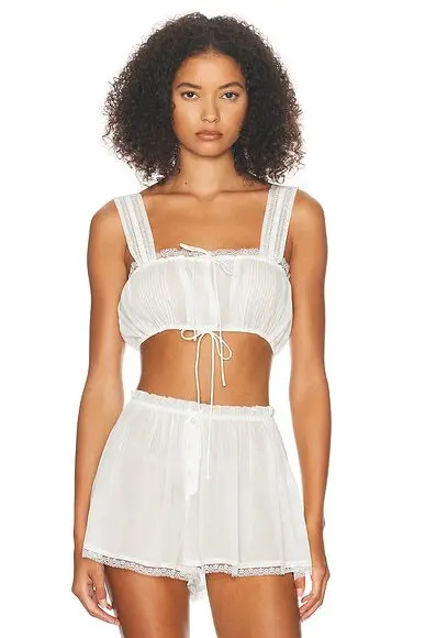HELSA Voile Camisette Top - Ivory
