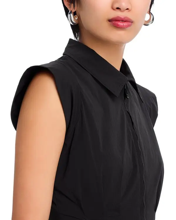 Steve Madden Dyanne Poplin Pleated Mini Dress - Black