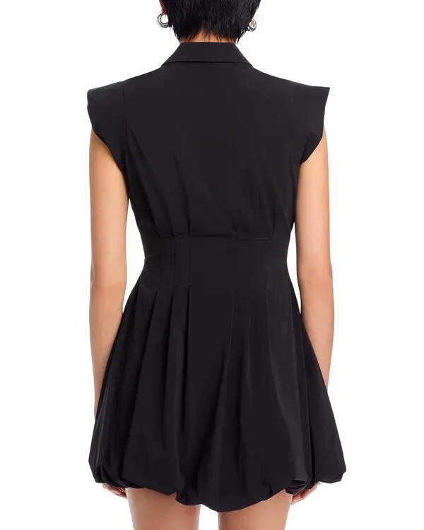 Steve Madden Dyanne Poplin Pleated Mini Dress - Black
