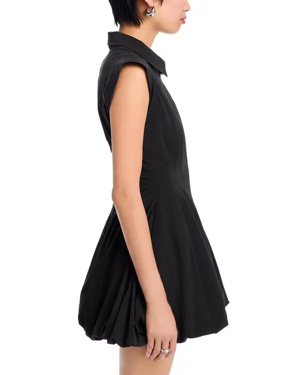 Steve Madden Dyanne Poplin Pleated Mini Dress - Black