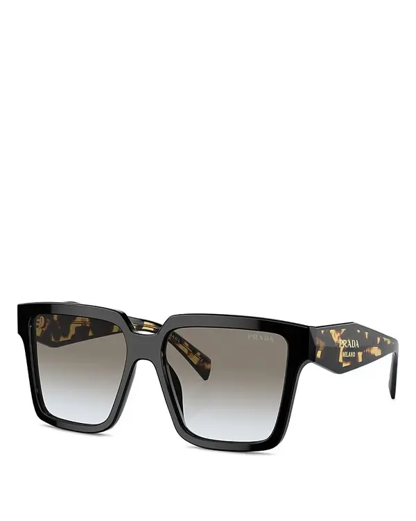 Prada Square Sunglasses, 57mm Black/Gray Gradient Editorialist