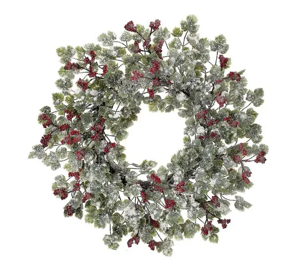 VALERIE PARR HILL 24' Frosted Mini Grape Leaf And Berries Wreath Y Valerie - One-color