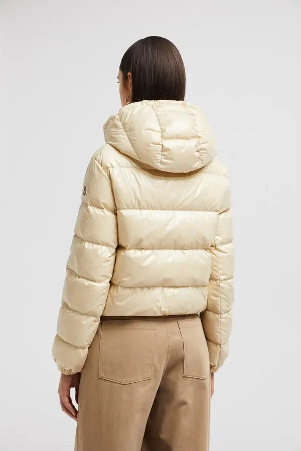 Moncler Bayard Hooded Cropped Down Jacket - Beige | Editorialist