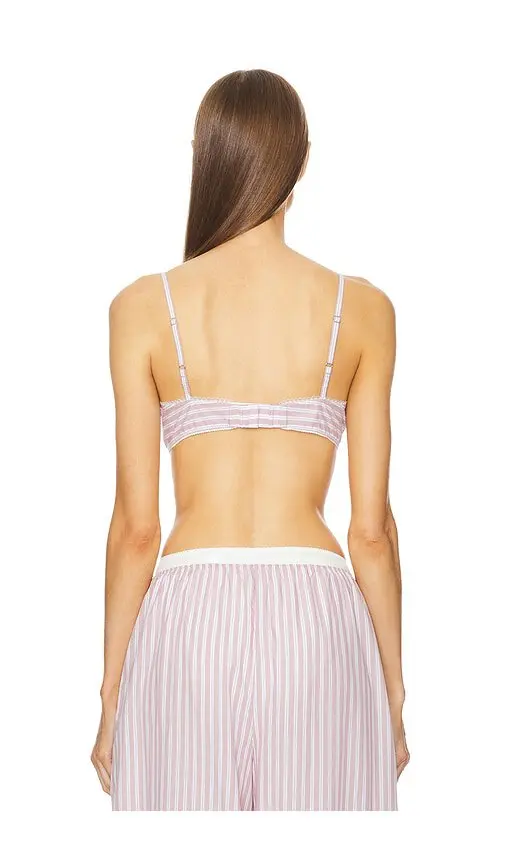 HELSA Wide Stripe Poplin Bra In Mauve - Mauve Stripe