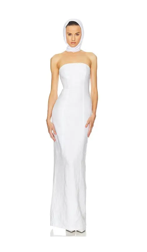 Helsa Linen Strapless Maxi Dress In Natural White - 6% Off | Editorialist