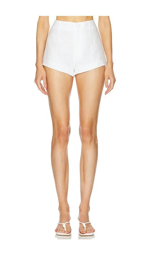 HELSA Washed Linen Micro Shorts - Natural White