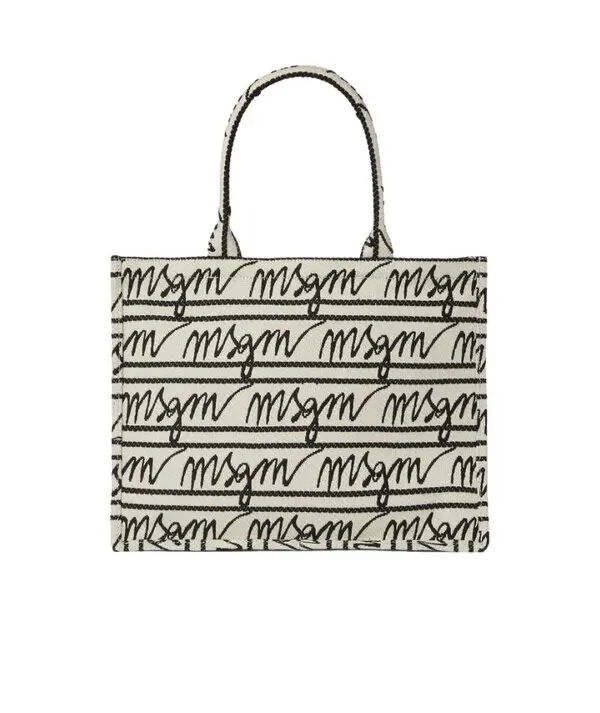 MSGM Canvas Tote Bag With Jacquard Logo