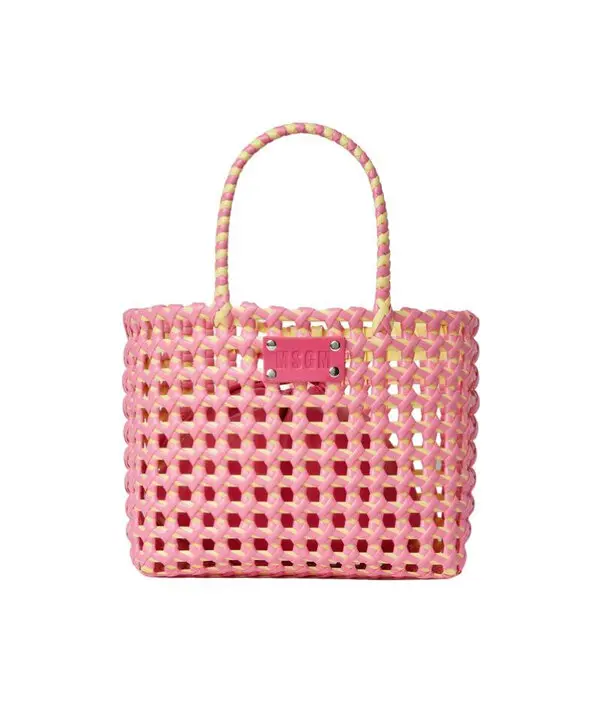 MSGM Woven Tote Bag With Logo
