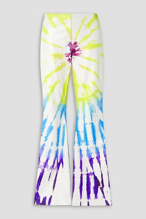 CONNER IVES Tie-dyed Leather Flared Pants - White